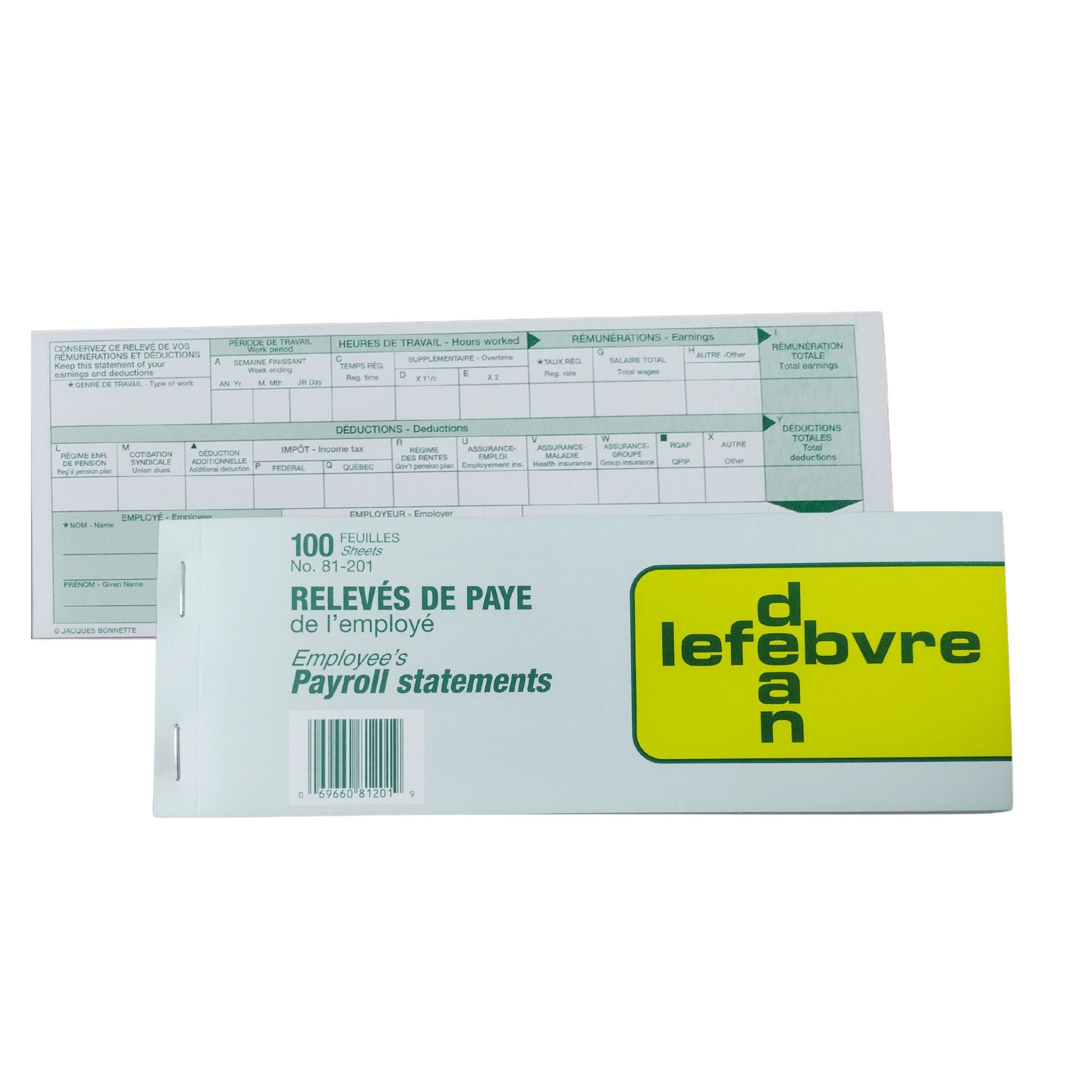Relevé de paye Lefebvre – Dean & Fils Inc